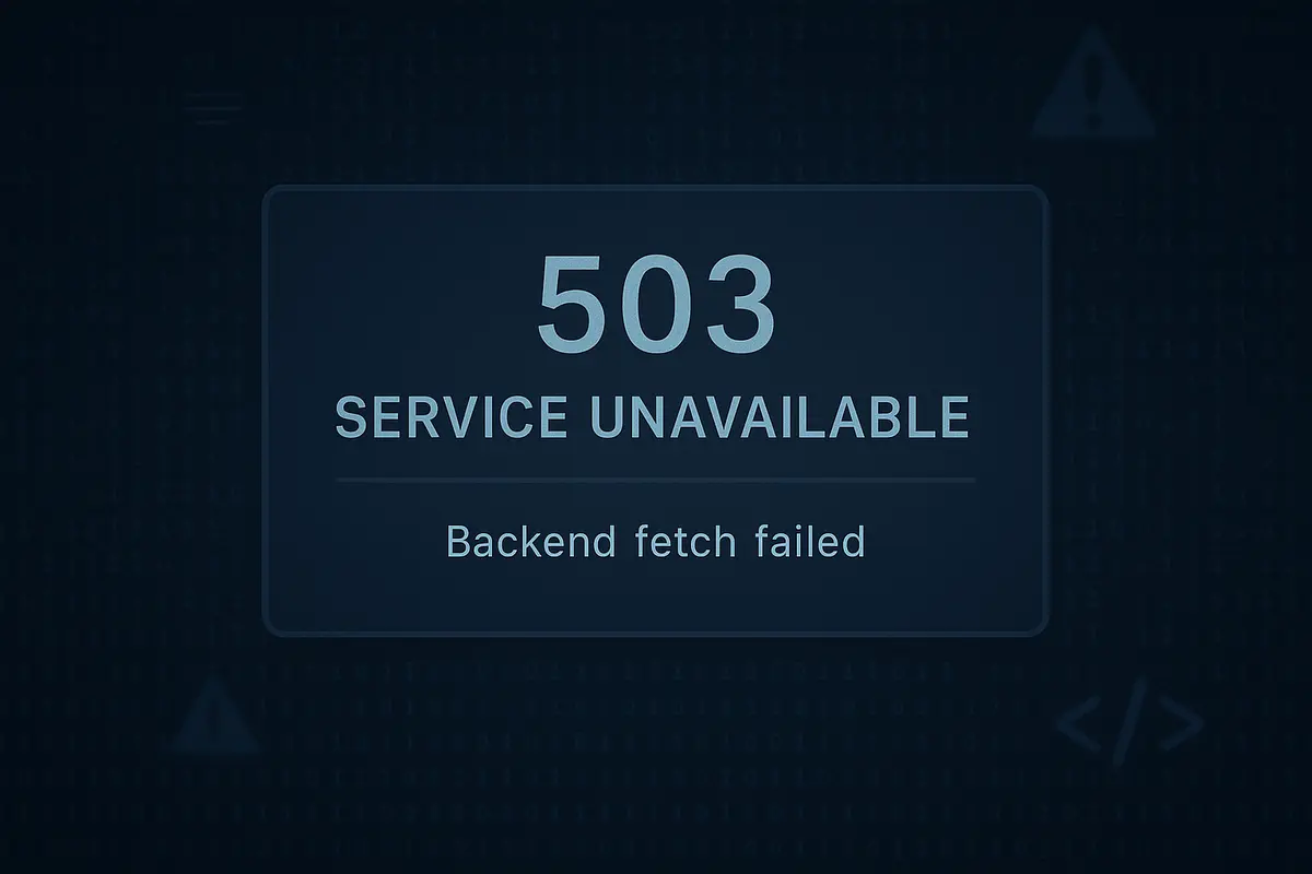 Erreur 503 Backend Fetch Failed : Causes, Solutions Et Prévention
